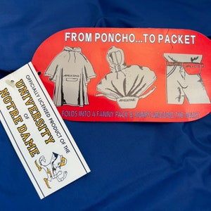 Vintage Notre Dame Fighting Irish Apex One Packable Poncho Mens Size ...