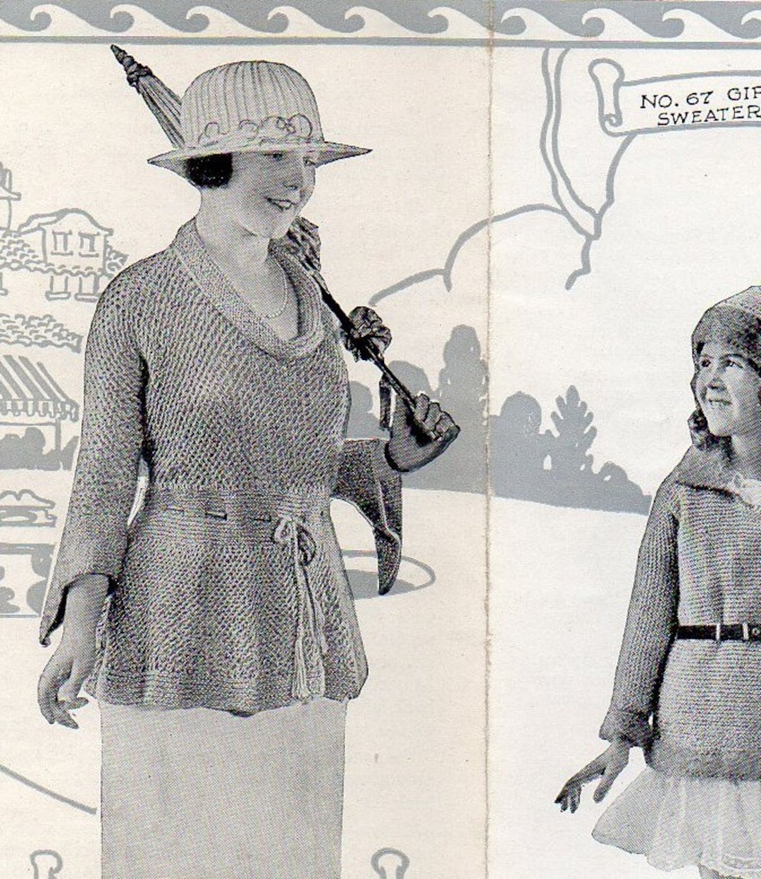 Antique Knitting Pattern PDF- 1910s Womens Sweater & Cardigan -girls ...