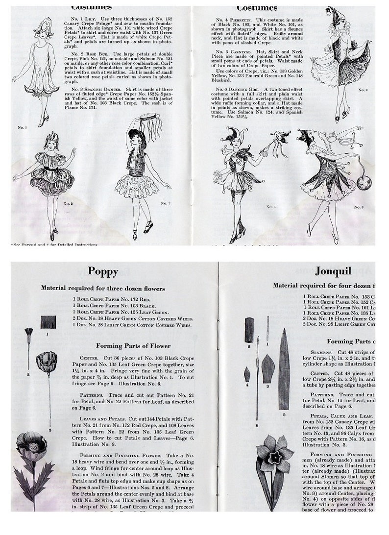 Vintage Art Deco 1930s Craft Ebook - Crepe Paper Flowers Costumes ...