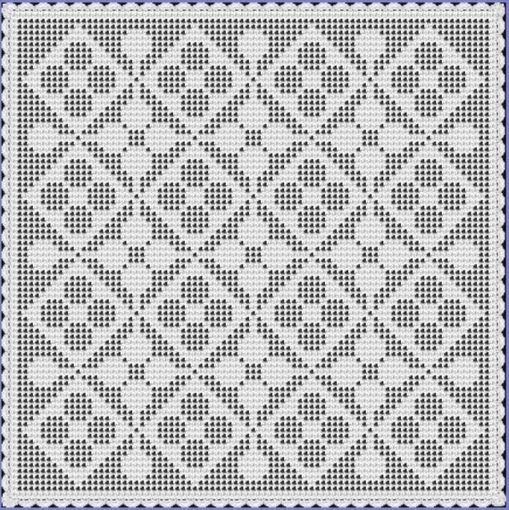 Lucky Clover Grid Filet Crochet Pattern | Etsy