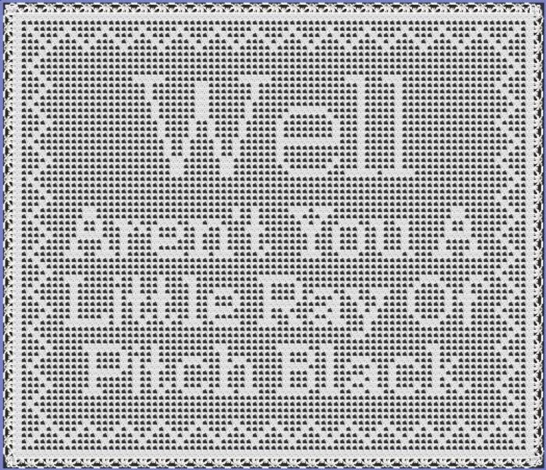 Pitch Black Filet Crochet Doily Chart Pattern - Etsy