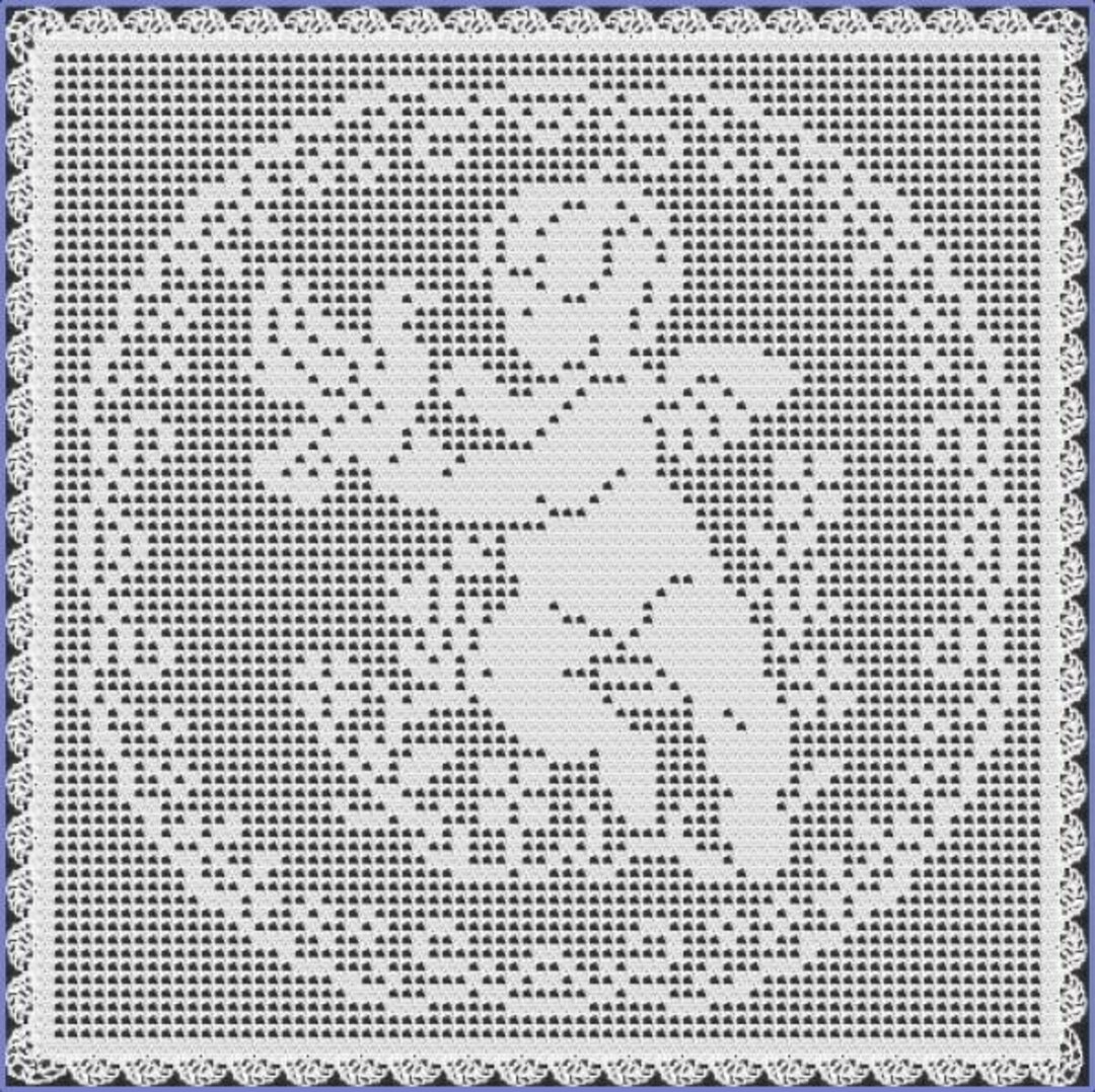 Angel With Bird Filet Crochet Doily Chart Pattern - Etsy
