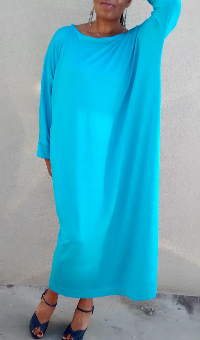 Tee Shirt Maxi Dress Loose Fitting Long Sleeve Jersey Caftan - Etsy