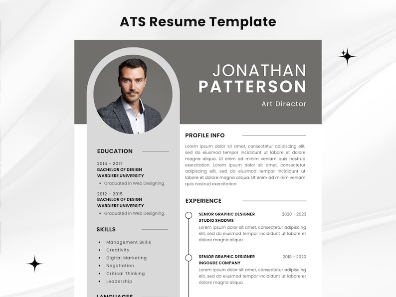 Canva Resume Template With Photo | Editable CV + Cover Letter ...
