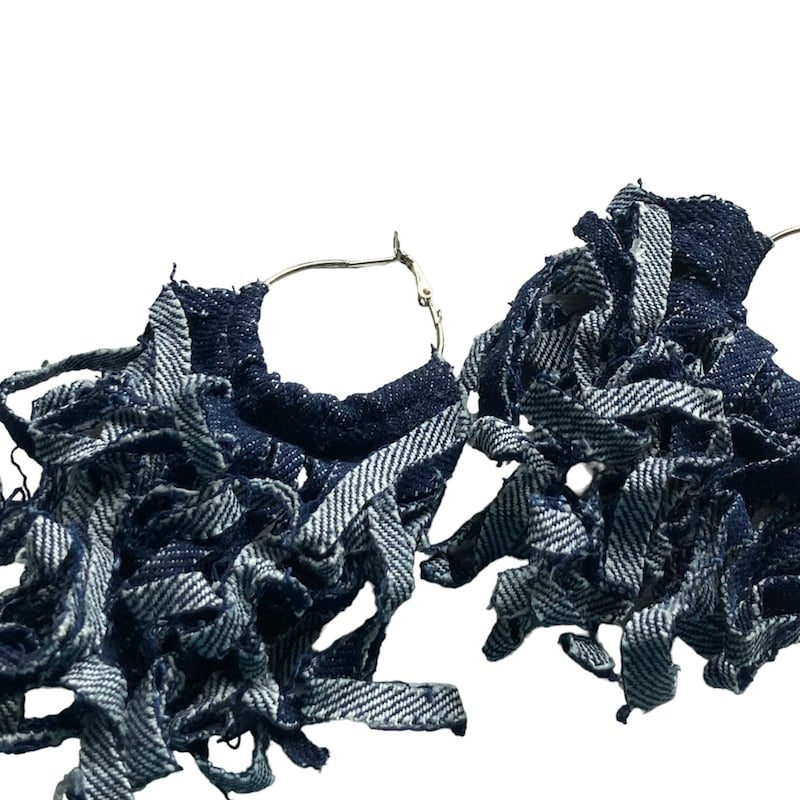 Denim Earrings Statement - Etsy