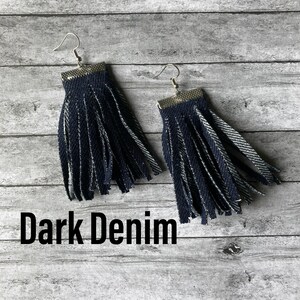Denim Fringe Earrings Fringe Earrings Tassel Fringe Earrings - Etsy