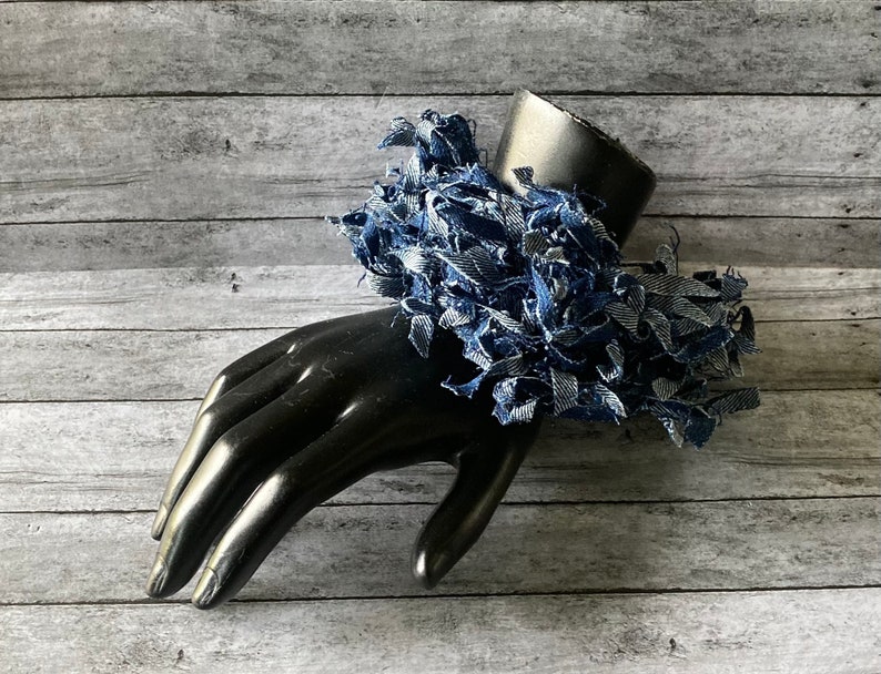 Denim Frayed Cuff Bracelet - Etsy