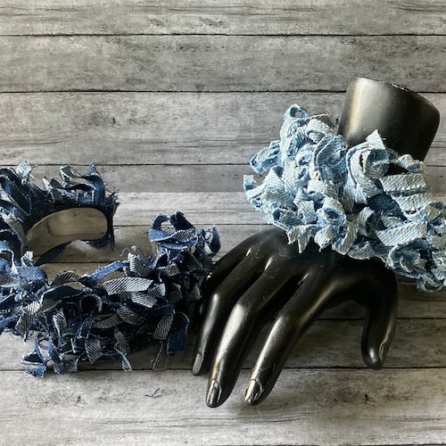 Denim Frayed Cuff Bracelet - Etsy
