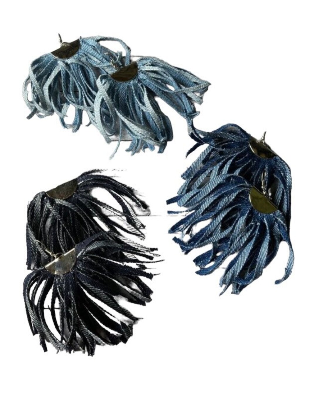 Denim Fringe Earrings Tassel Earrings - Etsy