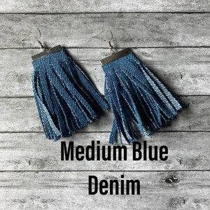 Denim Fringe Earrings Fringe Earrings Tassel Fringe Earrings - Etsy