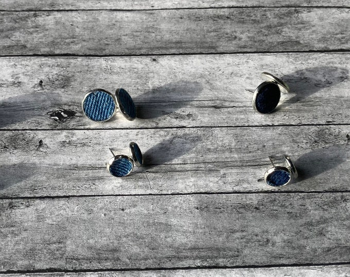 Upcycled Wrangler Denim Jeans Heart Earrings, Stainless Steel Wire ...