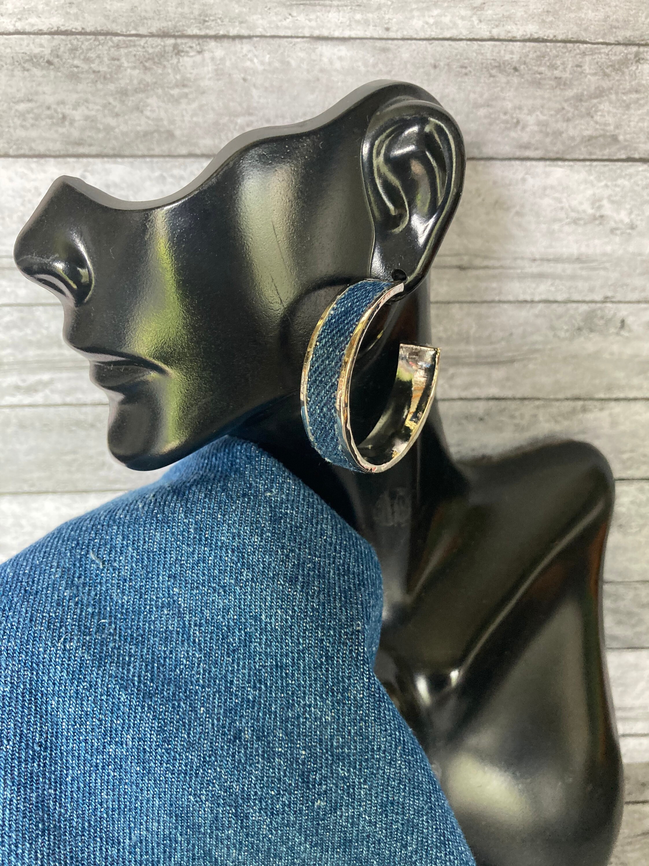 Denim Earrings Hoops - Etsy