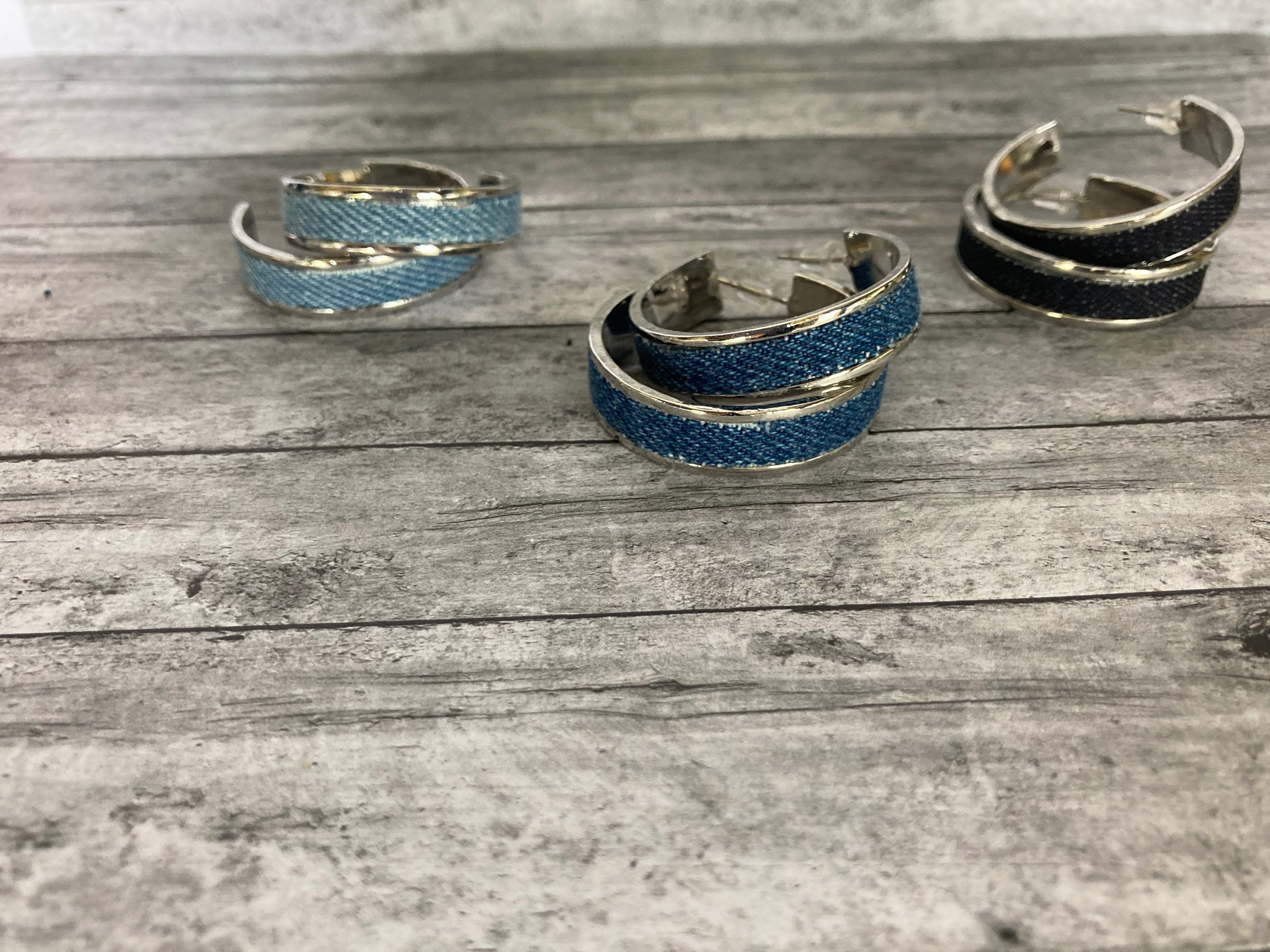Denim Earrings Hoops - Etsy