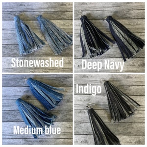 Tassel Earrings Denim Tassel Earrings Statement Earrings - Etsy