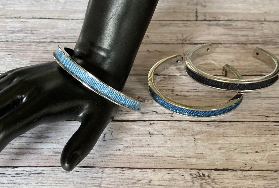 Denim Cuff Bracelet Classic Denim Cuff Bracelet - Etsy