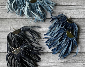 Denim Earrings | Etsy