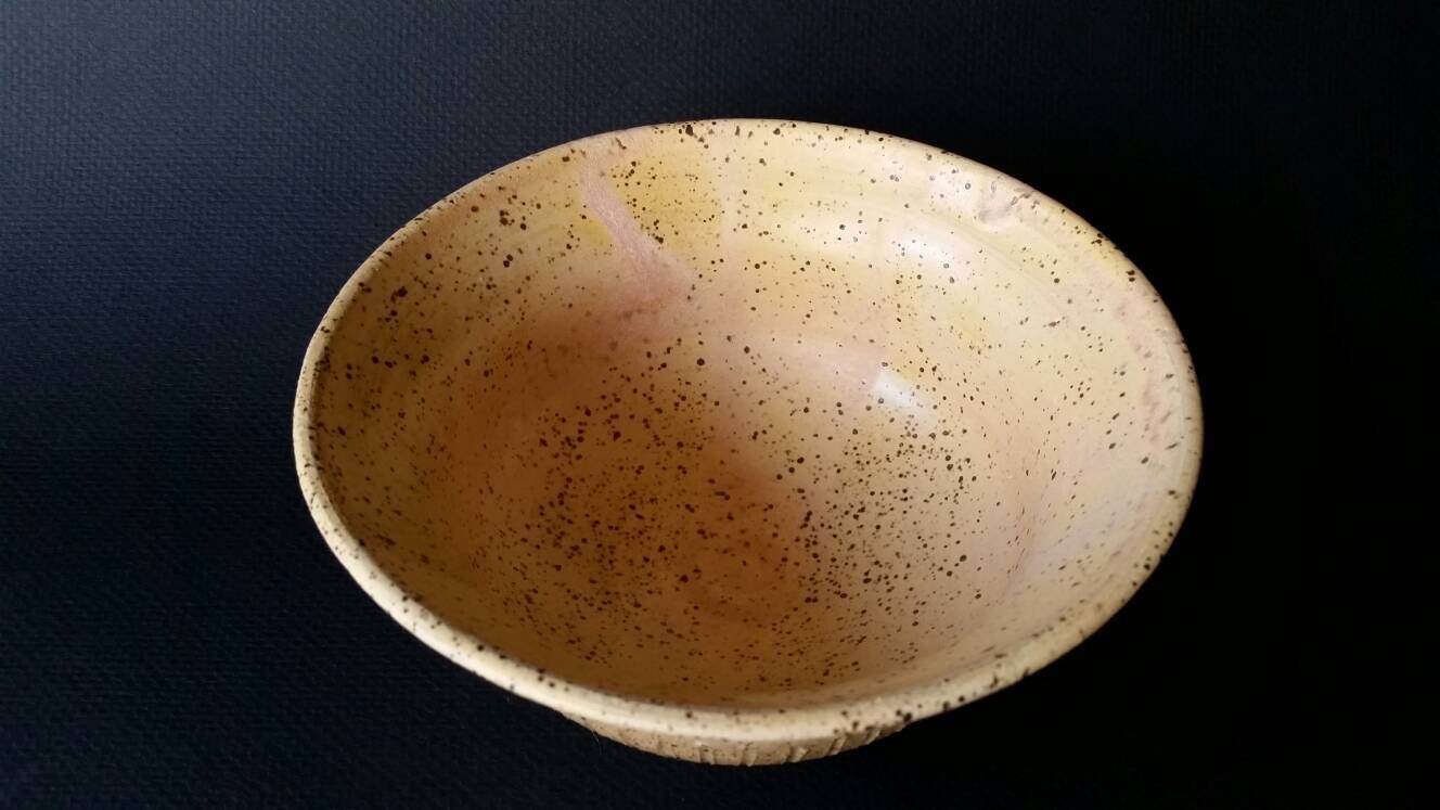 Yellow Ceramic Bowl - Pale Yellow Bowl - Carved Ceramic Bowl - Yellow ...