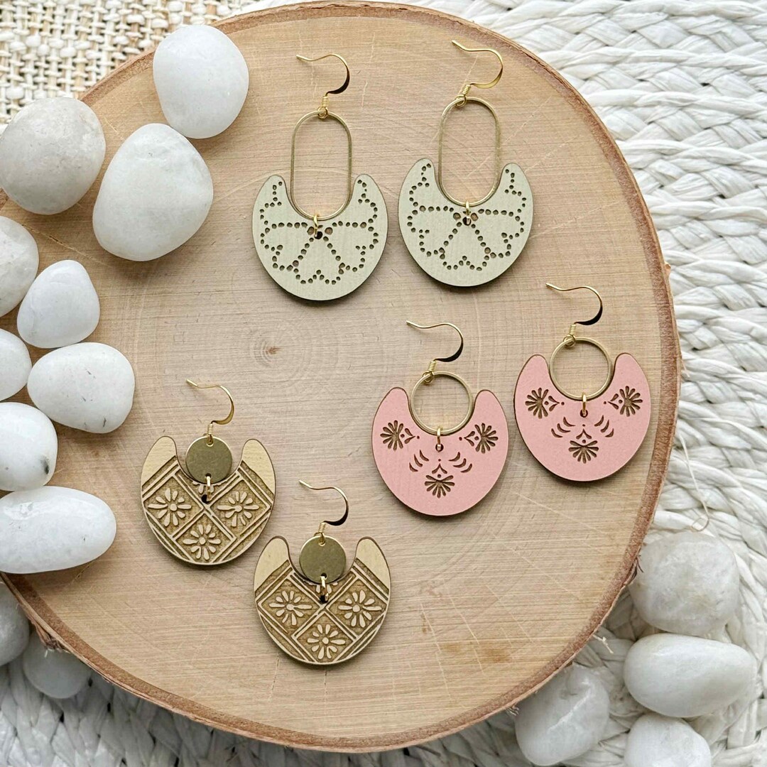3 Unique Stamped Laser Earring Files - Boho Laser Files - Laser Earring ...