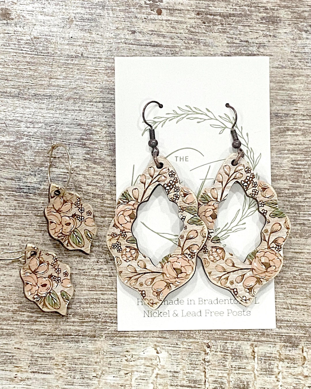 Scalloped Flower Earring File - Boho Engraved Earring - Summer Spring ...
