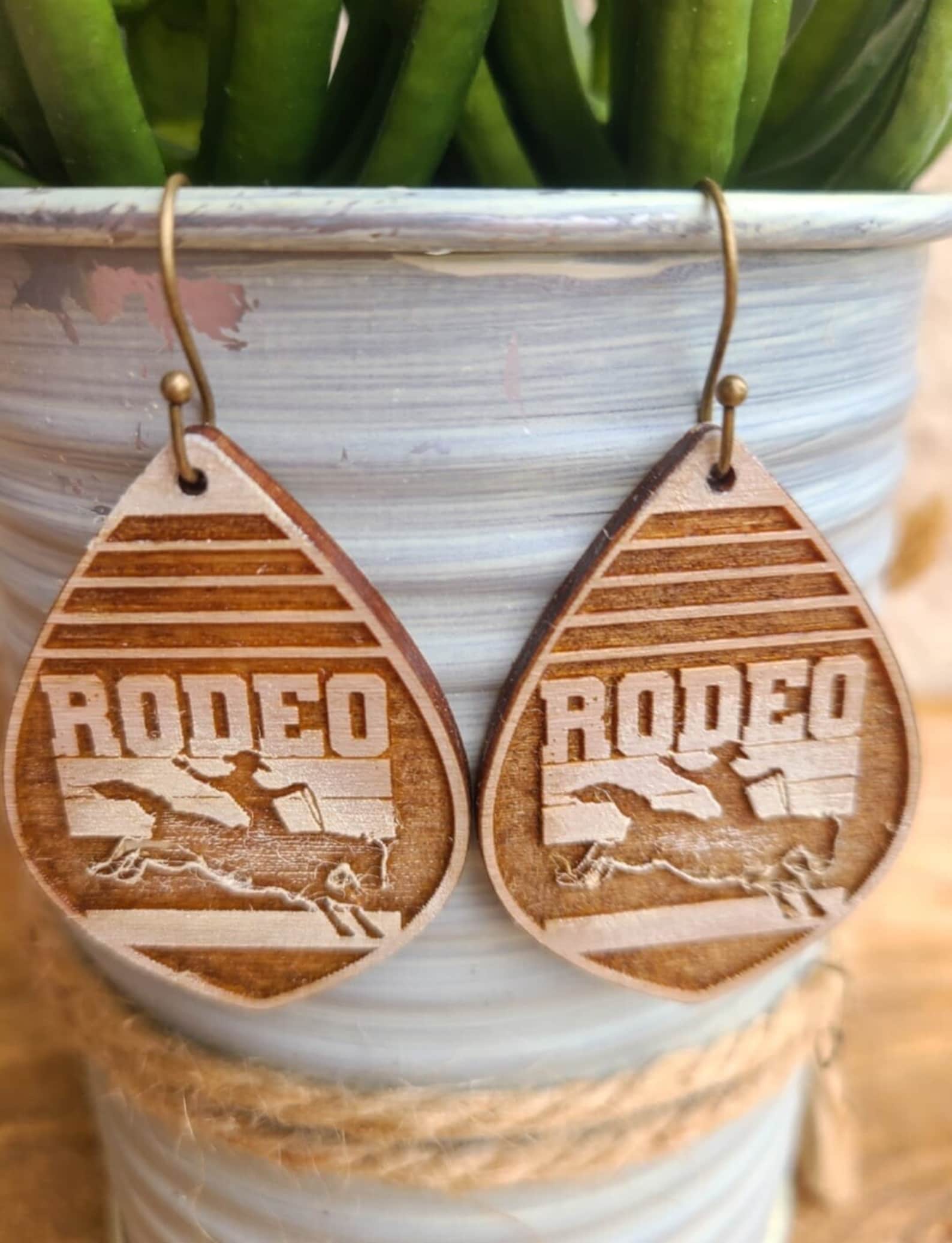 4 Styles - Rodeo Cowboy Western Earring File - Engraved Wood Earring ...