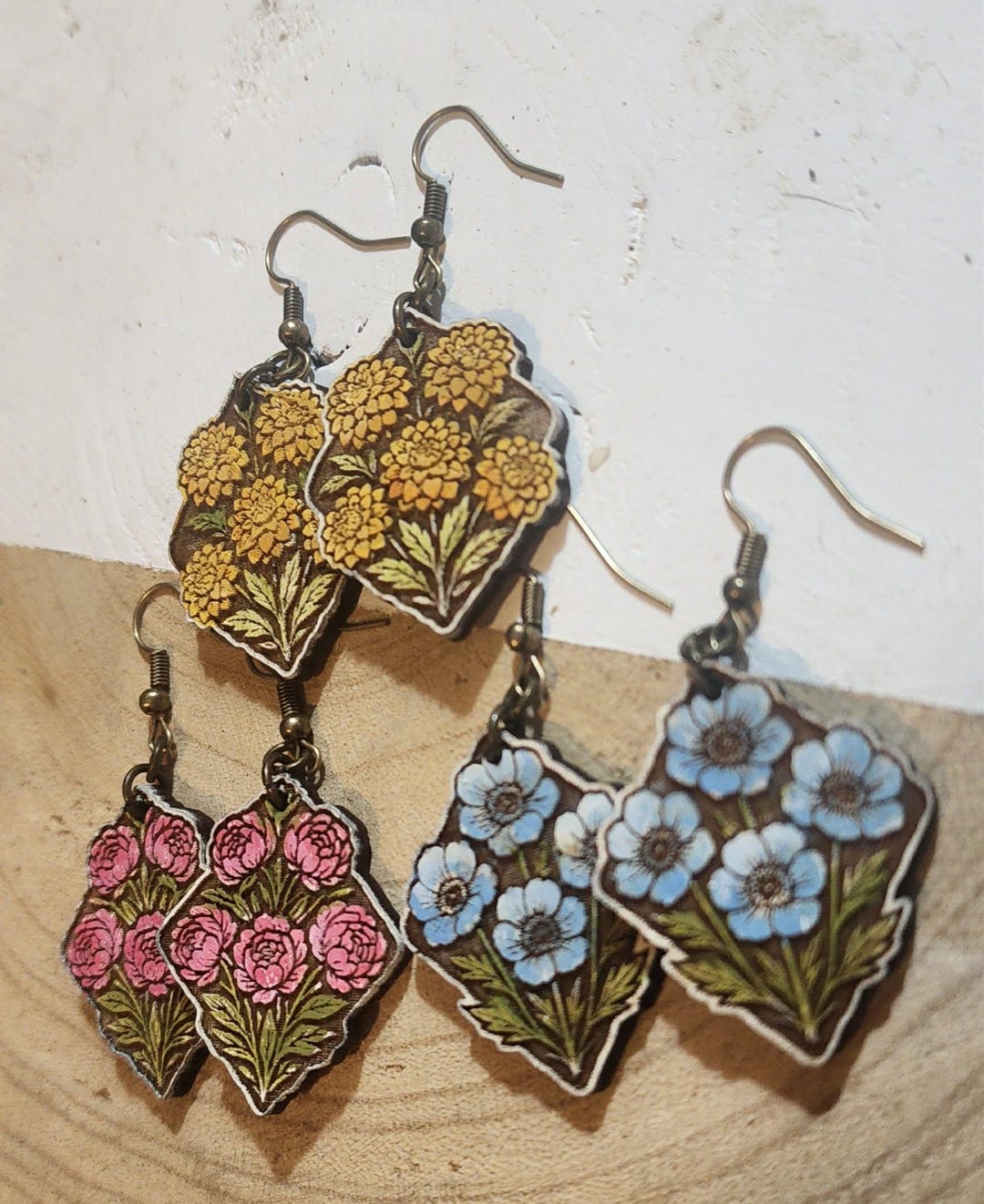 3 Flower Bouquet Engrave Earring Files - Reverse Engrave Laser Earring ...