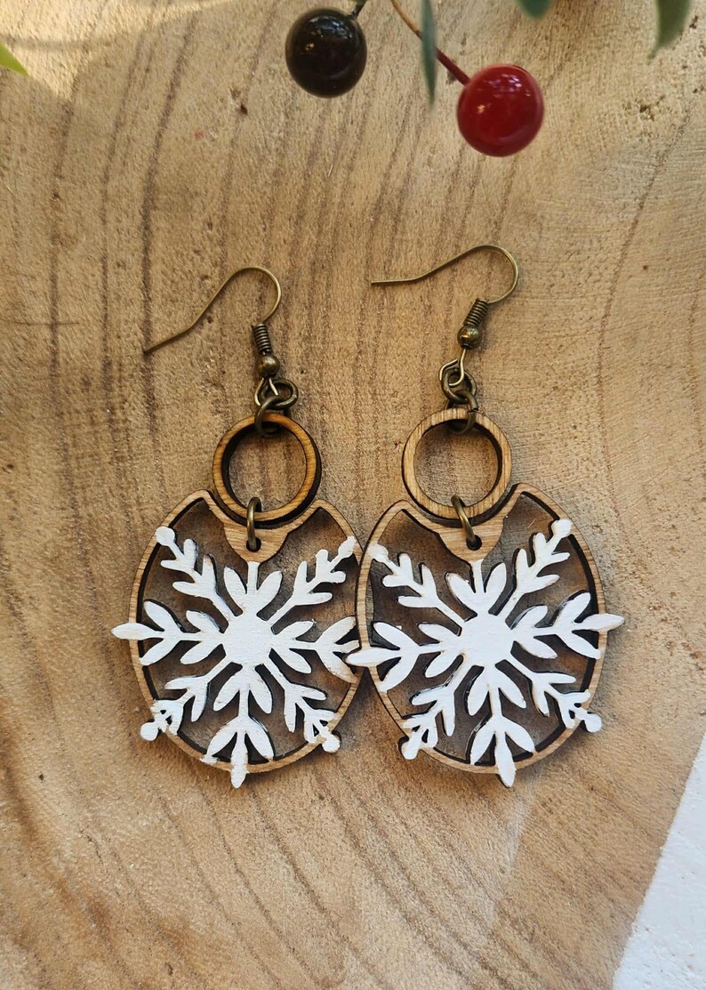 2 Snowflake Cut Only Laser Earring Files and Connector - Winter Laser ...
