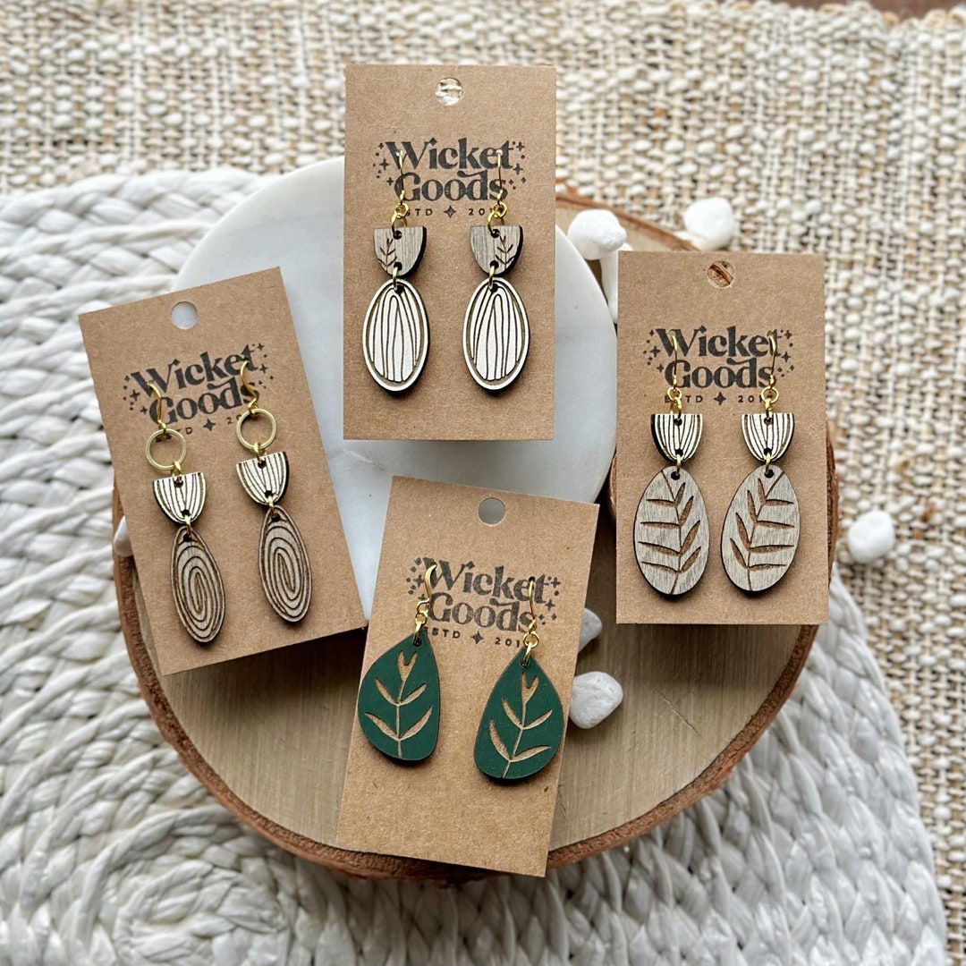 4 Nature Laser Earring Files and Connectors - Boho Laser Earring Files ...
