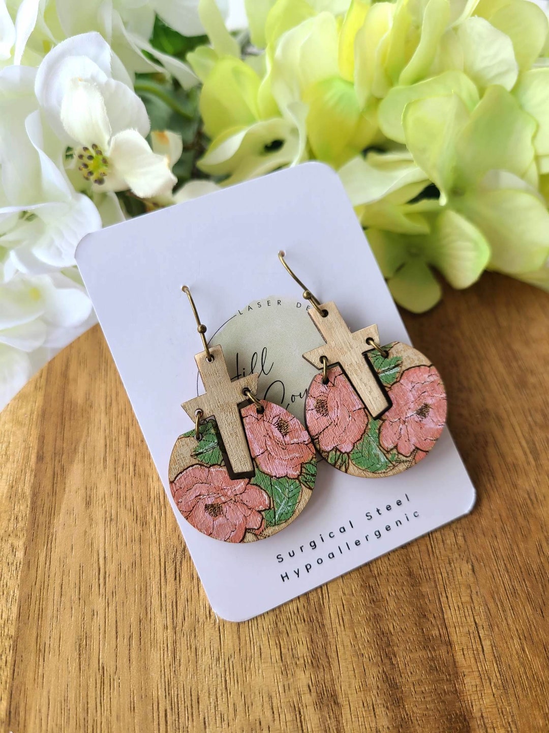Peony Flower Cross Earring Files Faith Earring File Boho Jewelry ...
