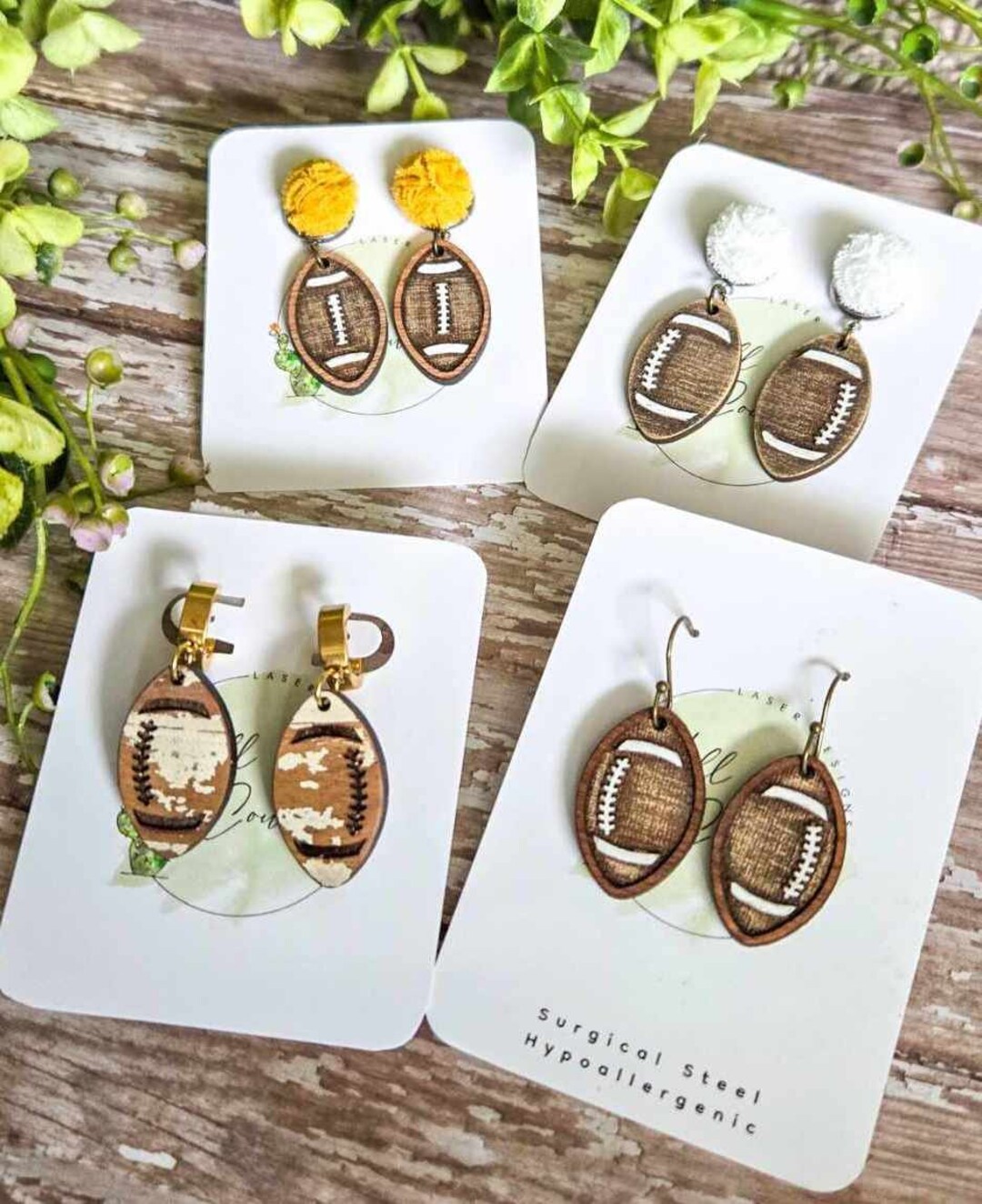 6 Football Earring Files -reverse Engrave Football Earring - Digital ...