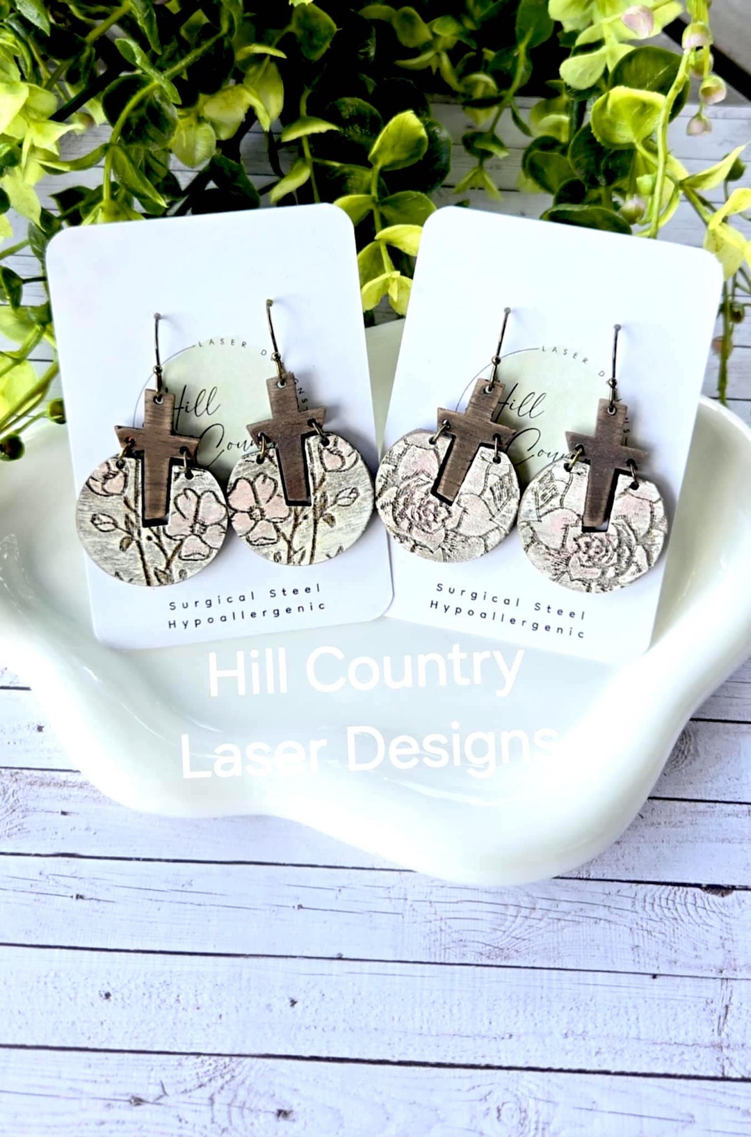 Floral Cross Succulent Earring Files - Boho Laser Earring File - PDF ...