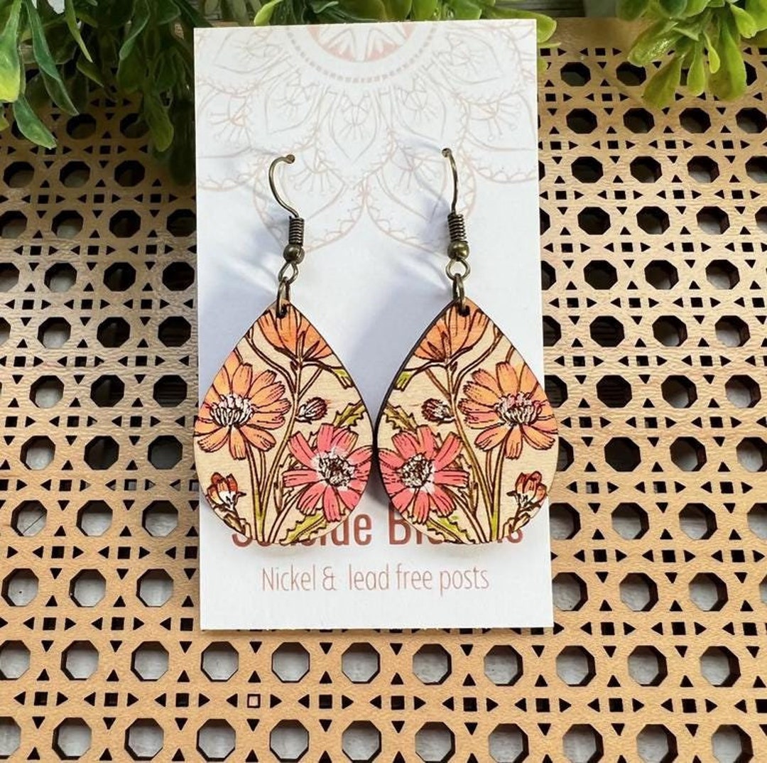3 Flower Laser Earring Files - Boho Earring - Digital Laser File - PDF ...