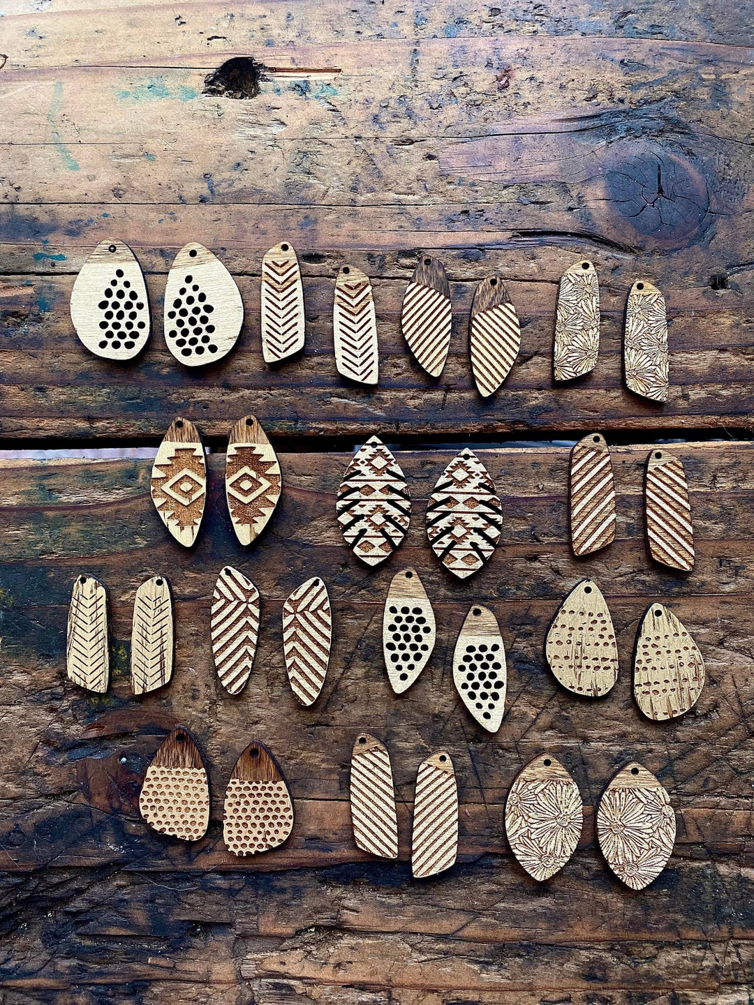 14 Abstract Aztec Earring Files - Boho Engraved Earring - Simple Paint ...