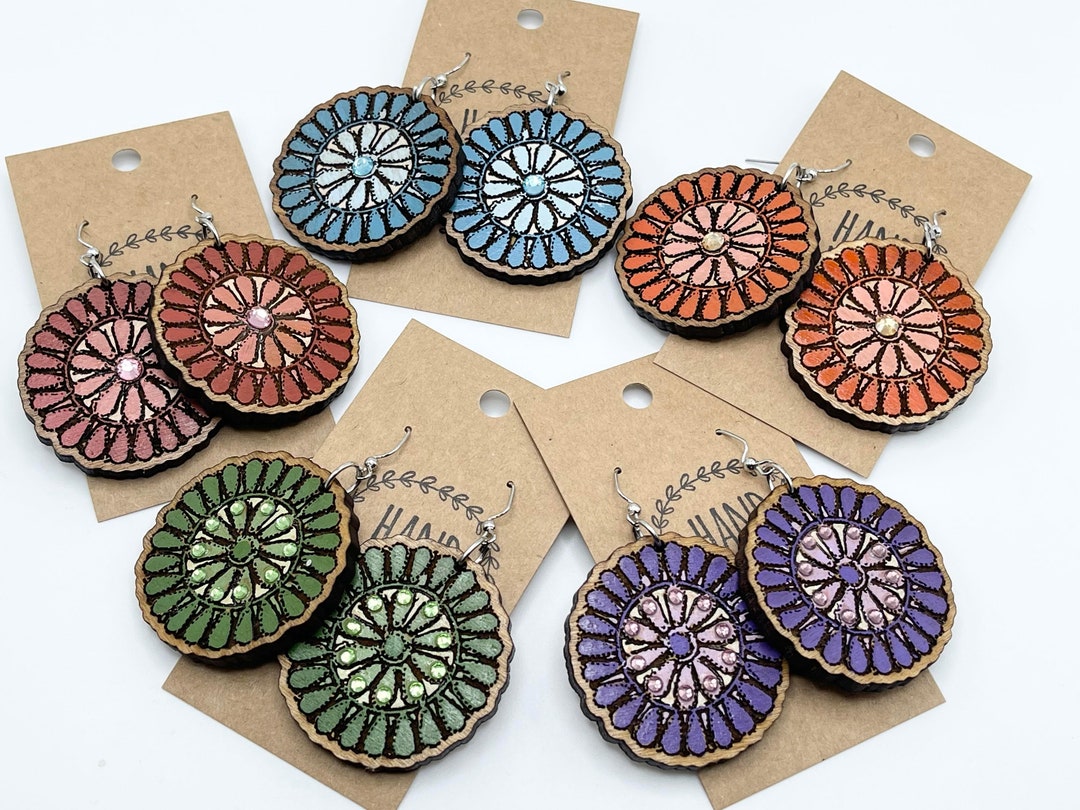 Boho Western Concho Earring File Circle Earring Turquoise Laser File ...