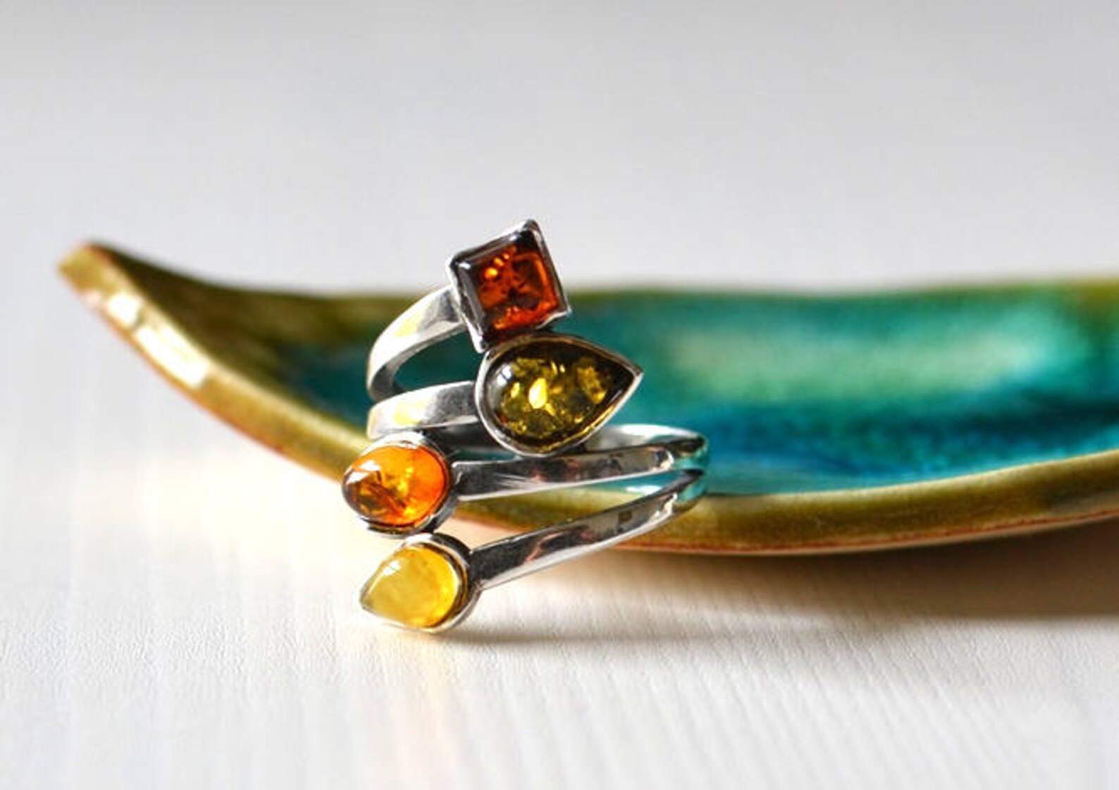 Gemstone Amber Ring Sterling Silver Ring With Baltic Amber - Etsy