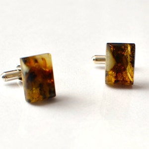 Baltic Amber Cuff Links: Sterling Silver, Cognac Stone - Etsy