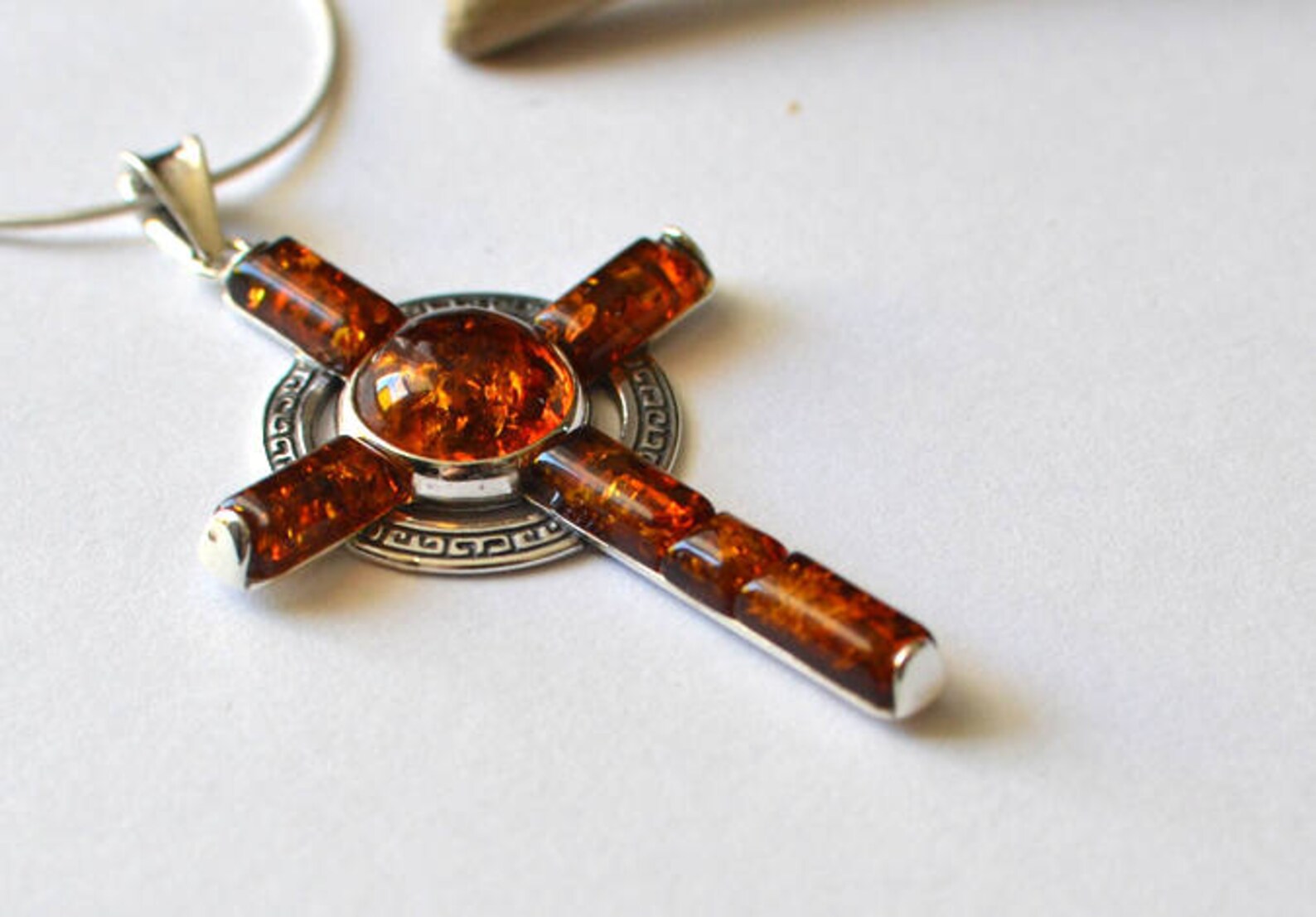 Amber Cross Necklace Silver Cross Jewelry Large Cross for | Etsy
