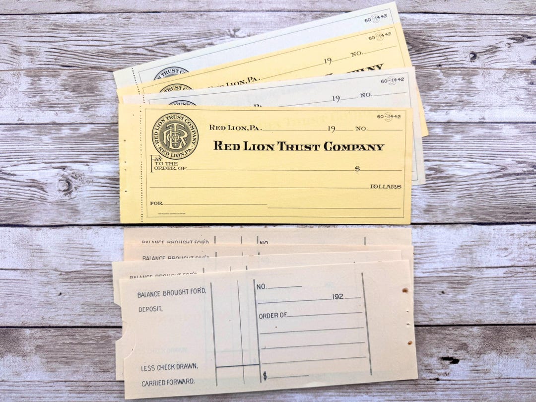 8 Assorted Antique Bank Checks & Receipts | Authentic 1920s Yellow and ...