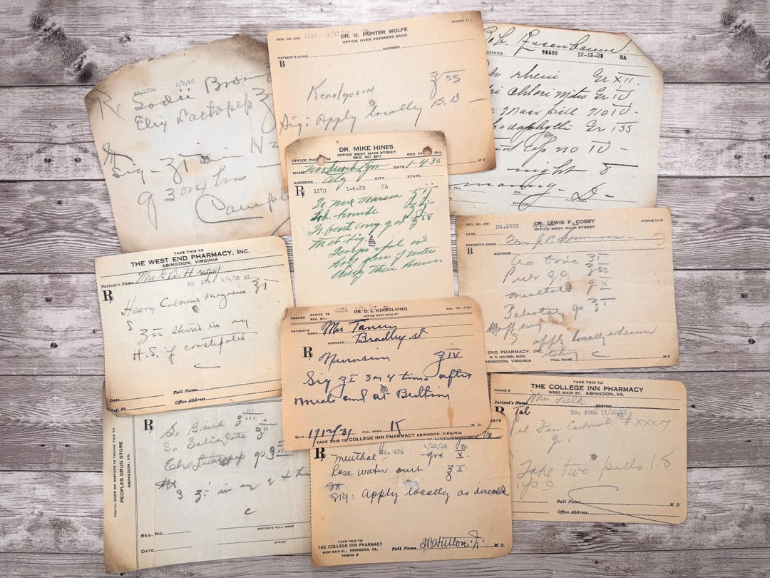 10 Random Vintage Handwritten Doctor Prescriptions | Authentic 1920s ...