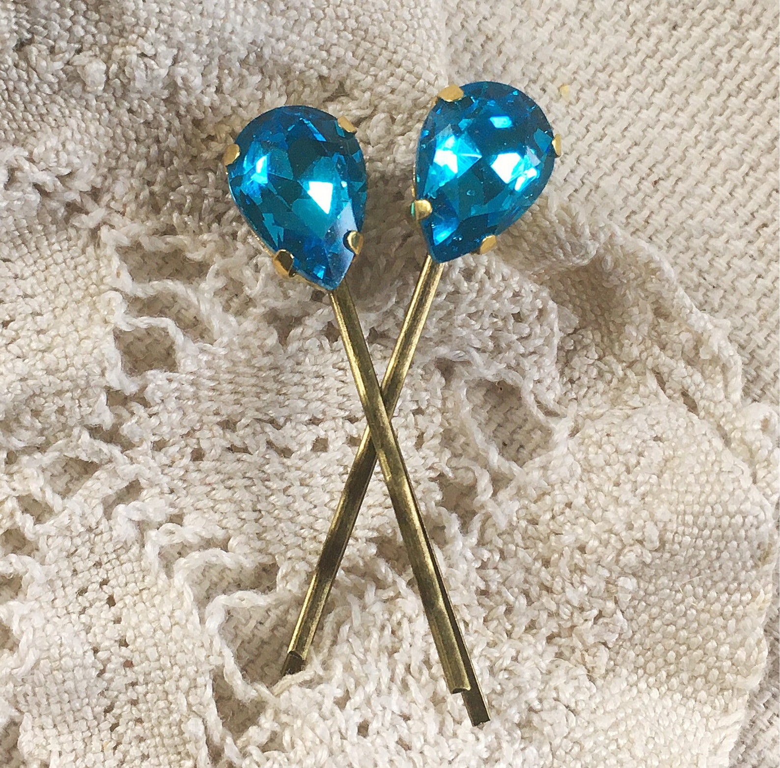 Blue Hair Pin- Green Bobby Pin, Green Hair Pin, Blue Bobby Pin ...