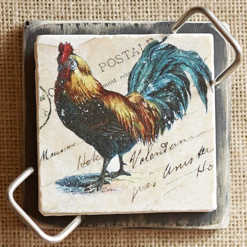 Rooster and Chicken Coasters Chicken Decor Rooster Decor - Etsy