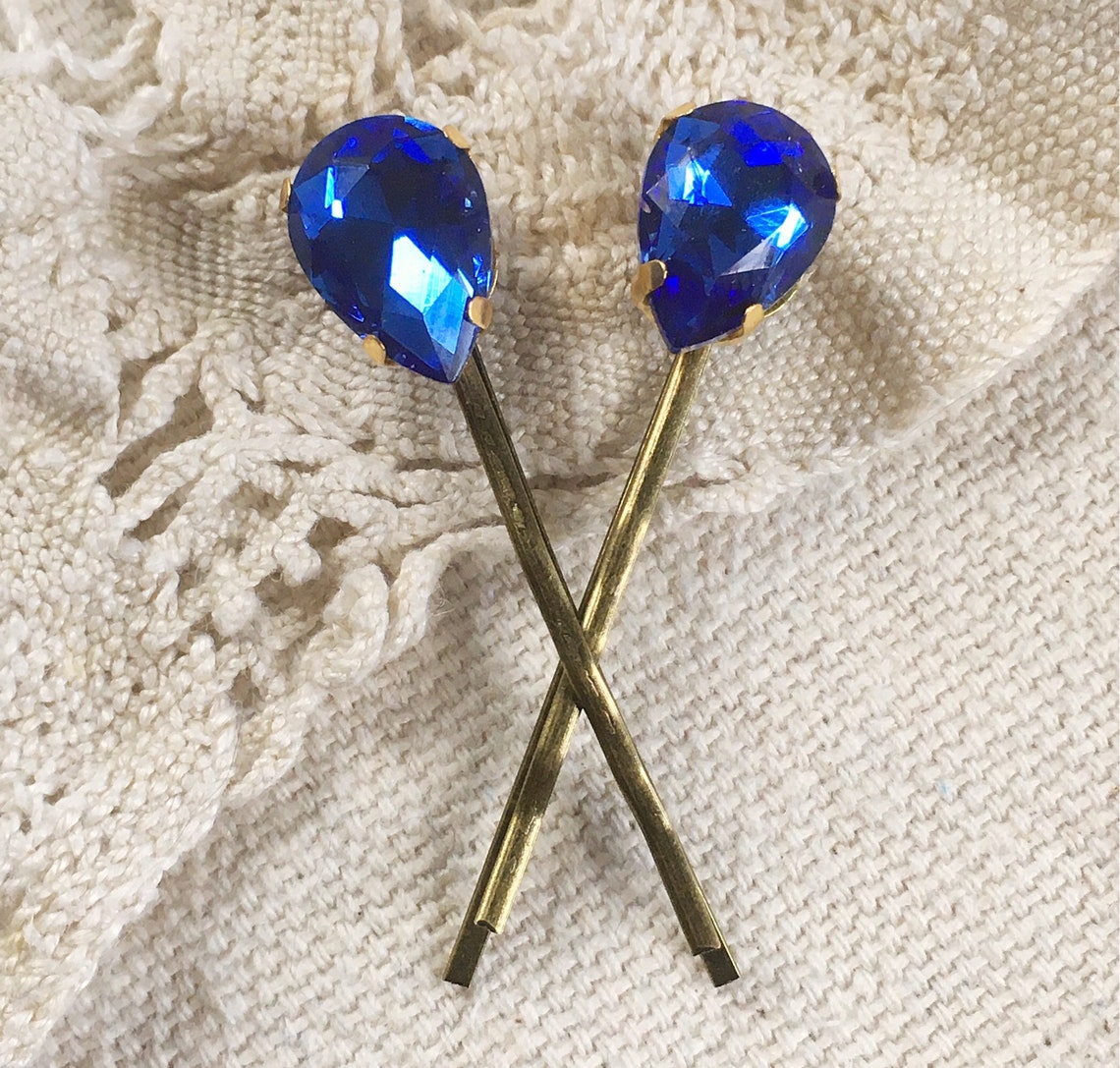 Blue Hair Pin- Green Bobby Pin, Green Hair Pin, Blue Bobby Pin ...