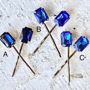 Blue Hair Pin- Blue Rhinestone, Blue Bobby Pin, Gem Hair Pin, Gem Bobby ...