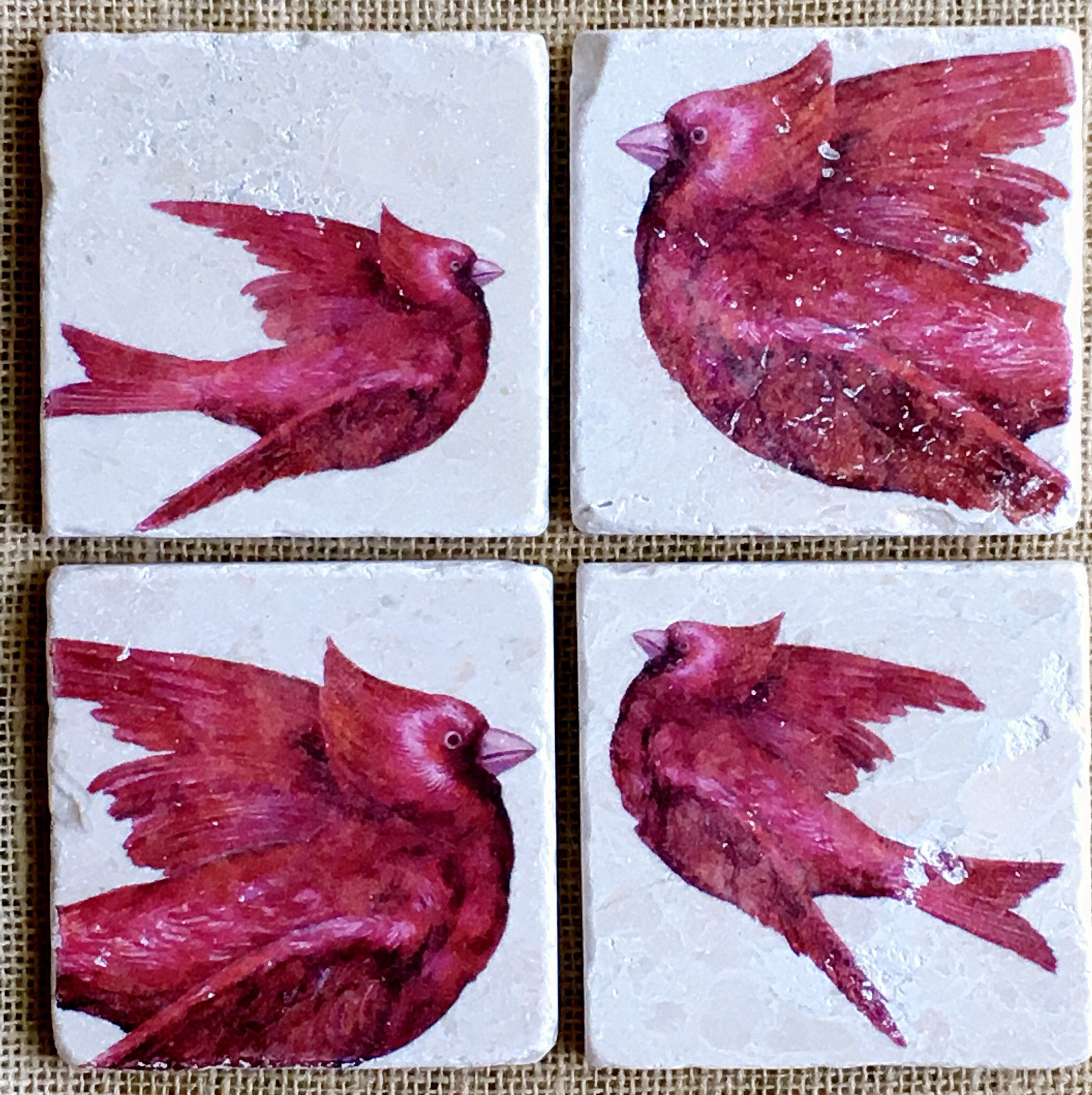 Cardinal Bird Coasters Red Decor Cardinal Decor Cardinal | Etsy