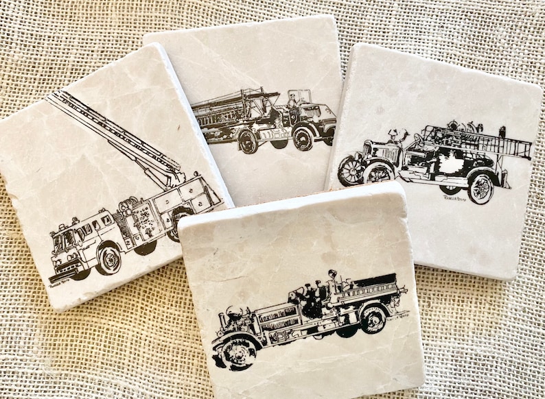 Fire Engine Coasters Fireman Firetruck Fire Truck Gift | Etsy