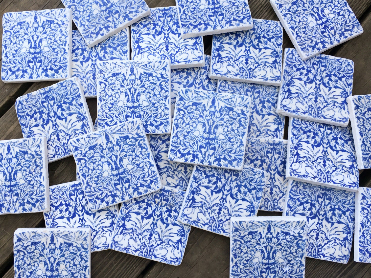 Blue and White Tile Bunny Decor Bunny Gift Bird Decor Blue - Etsy