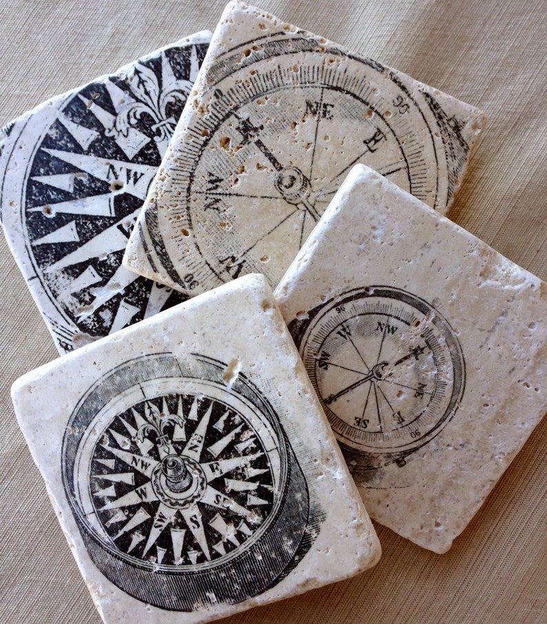Coasters Compass Decor Traveler Gift Compass Gift Travel | Etsy