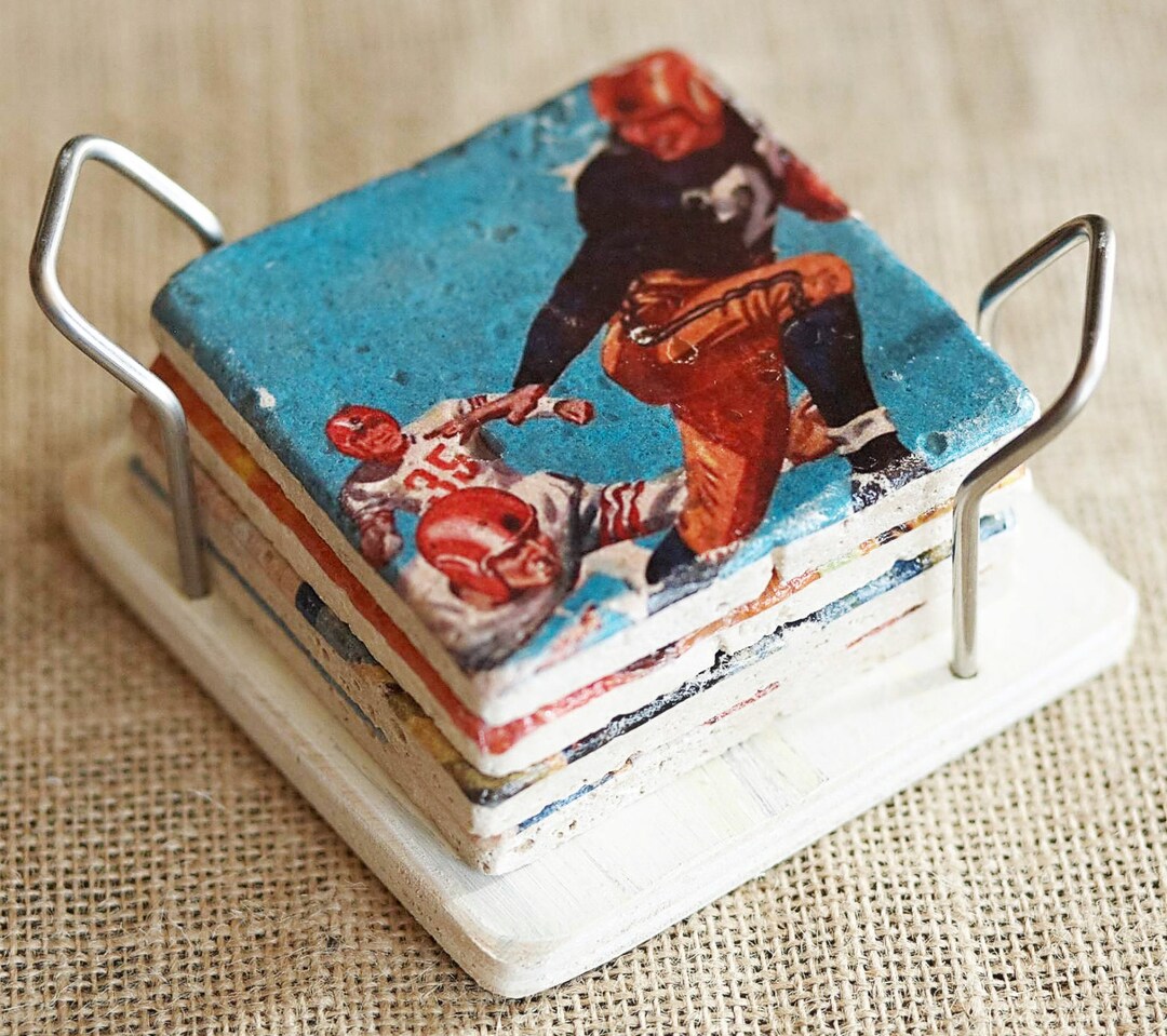 Coaster Holder- Coasters, Wood Coaster Holder, Stainless, Coaster ...