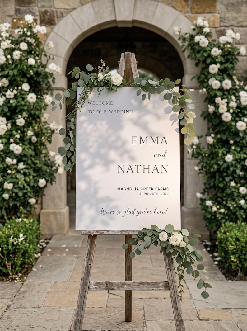 Minimalist Wedding Welcome Sign Template, Elegant, Editable in Canva ...