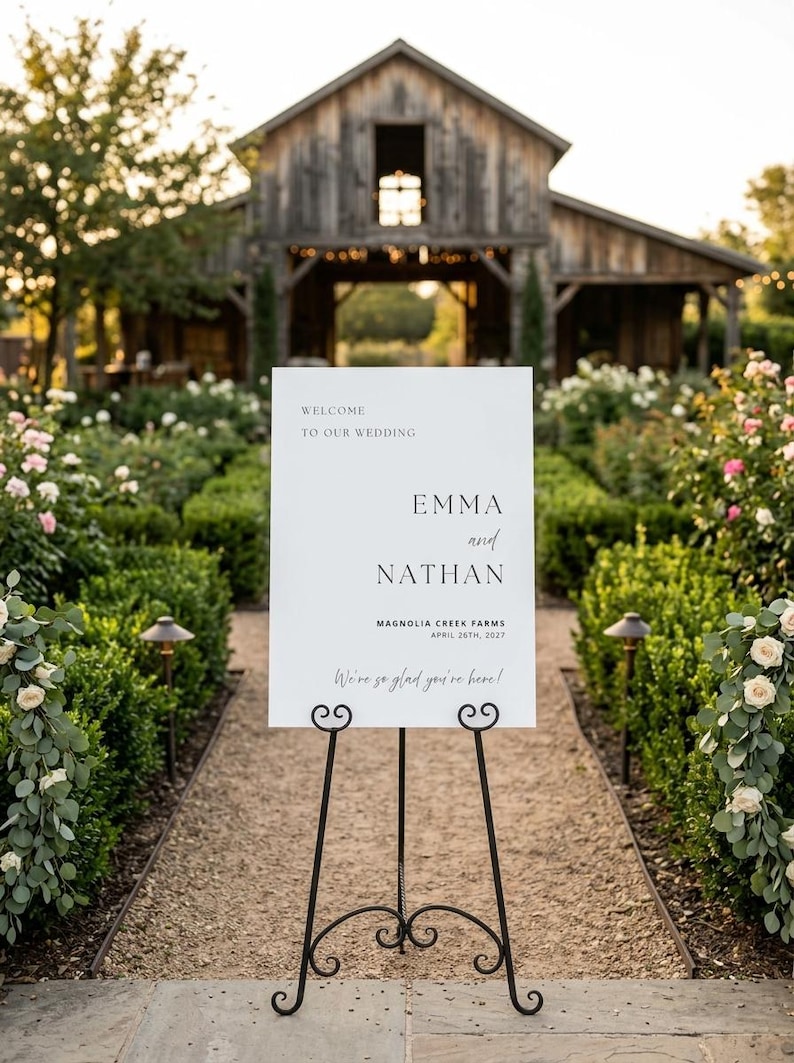 Minimalist Wedding Welcome Sign Template, Elegant, Editable in Canva ...