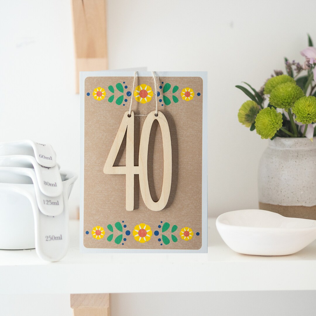 Age 40 Birthday Card / 40th Birthday Keepsake Card - Etsy